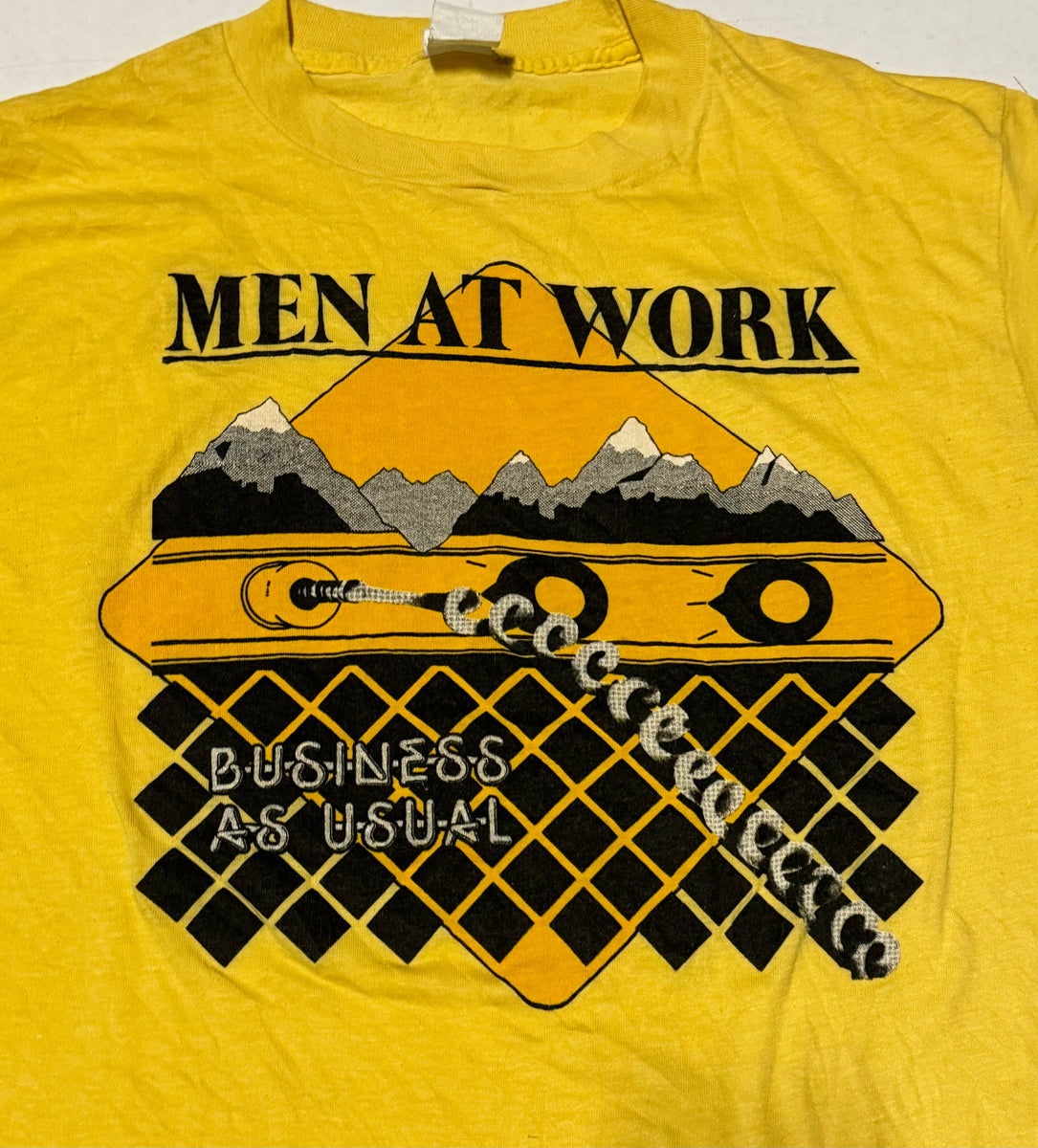 Vintage Men at Work - Business as Usual - Yellow T-shirt (M) – Route 66 ...